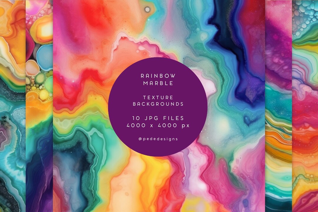 Rainbow Marble Backgrounds, Digital Paper Pack, Marble Texture ...