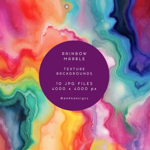 Rainbow Marble Backgrounds, Digital Paper Pack, Marble Texture ...