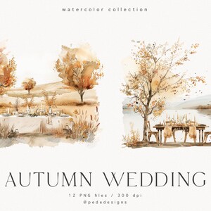 Wedding Illustrations, Watercolor Wedding Clipart, Autumn Graphics ...