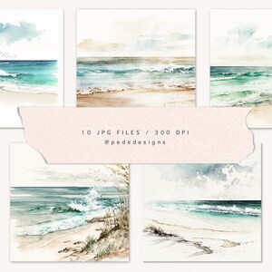 Watercolor Summer Beach Backgrounds, Beach Digital Paper, Beach Wedding ...