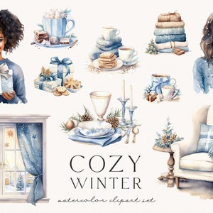 Cozy Winter Clipart: Watercolor Christmas, Cocoa, Gifts (download) - Etsy