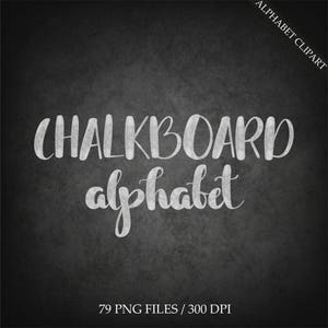 Chalkboard Alphabet Clipart, Digital Chalk Font Clipart, Hand-lettering ...
