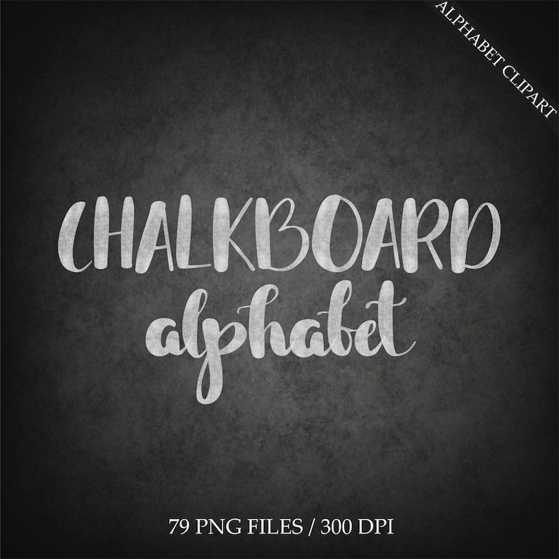Chalkboard Alphabet Clipart, Digital Chalk Font Clipart, Hand-lettering ...