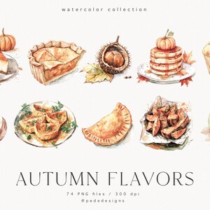 Autumn Flavors Clip Art Bundle, Cozy Watercolor Clipart, Menu Clipart ...