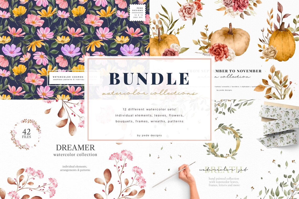 Best of the Best Bundle, Textures, Digital Papers, Watercolor Elements ...