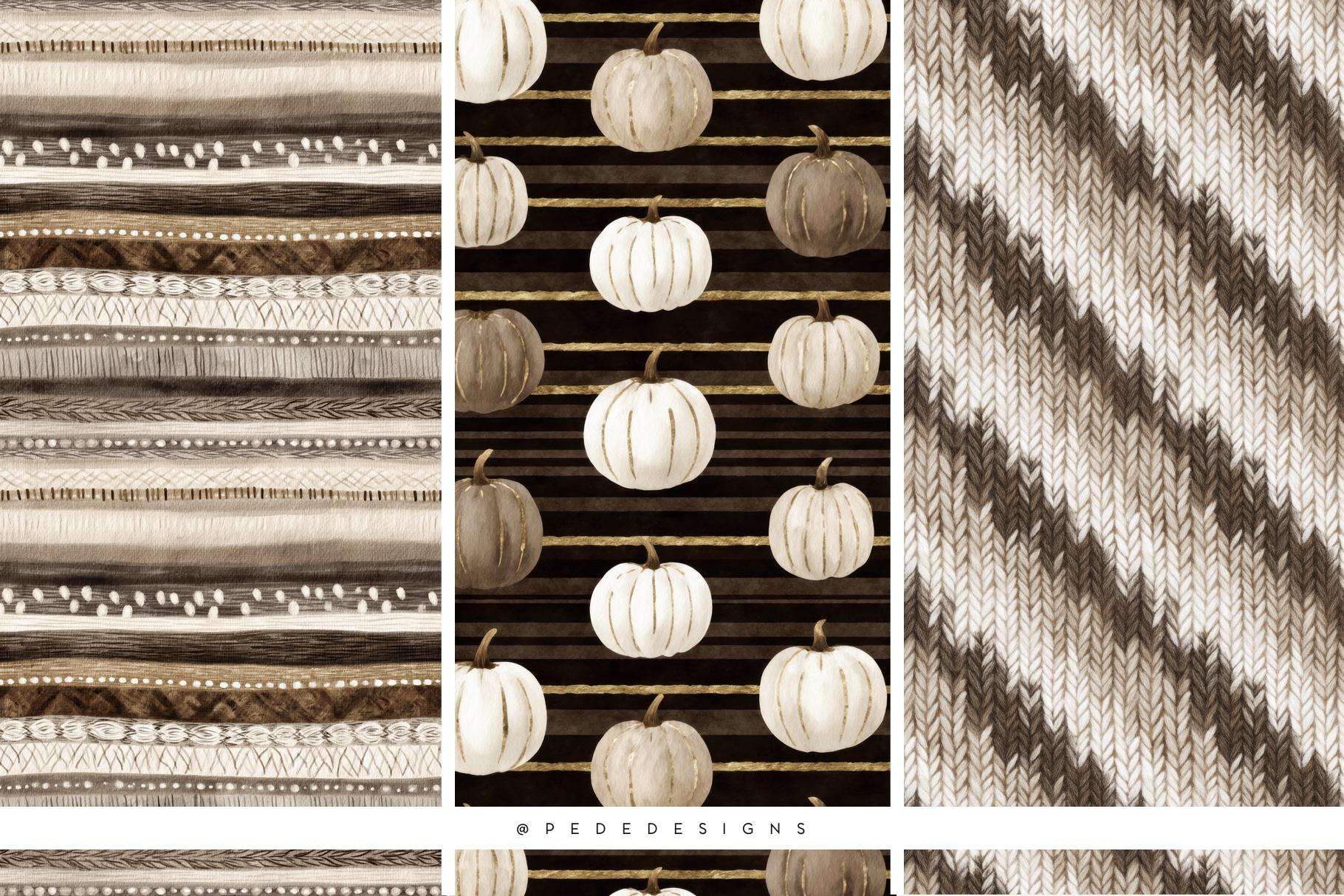 Autumn Farmhouse Digital Paper Set: Plaid & Pumpkins (seamless, 12"x12 ...