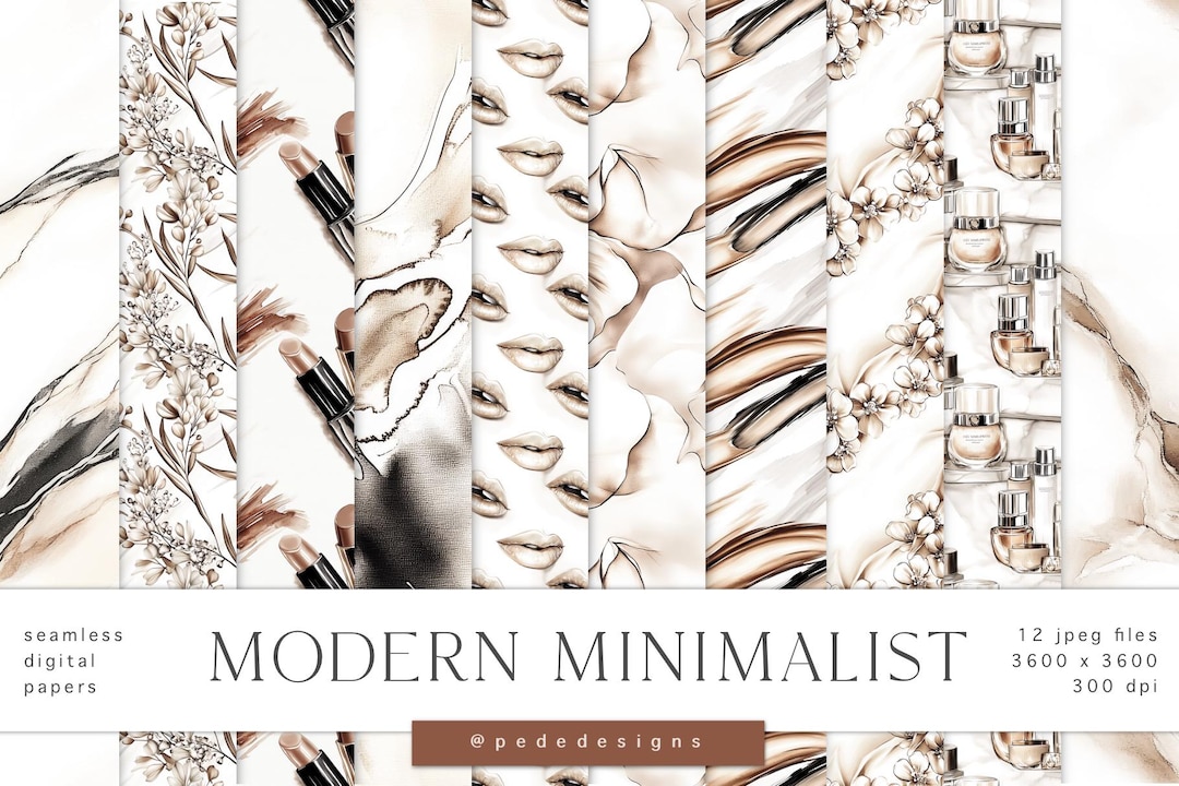 Modern Minimalist Digital Paper Pack, Planner Girl, Marble Digital ...