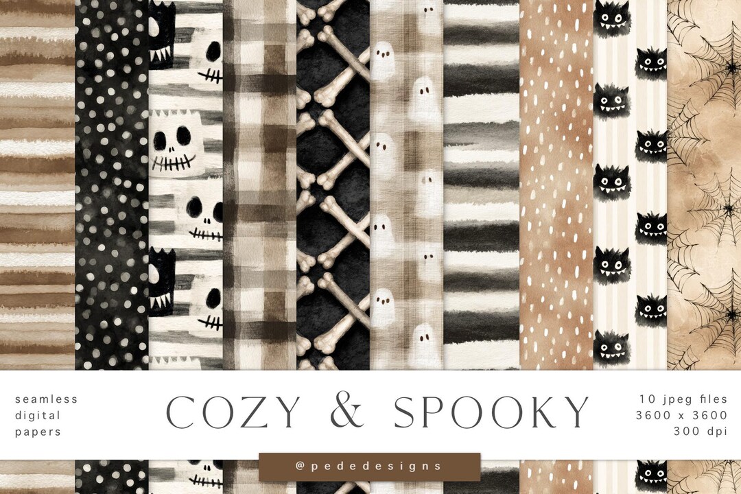 Halloween Digital Paper Pack: Ghost, Spiderweb, Stripes & Plaid ...