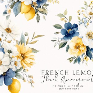 French Lemon Collection, Watercolor Clipart, Mediterranean Lemon Png ...