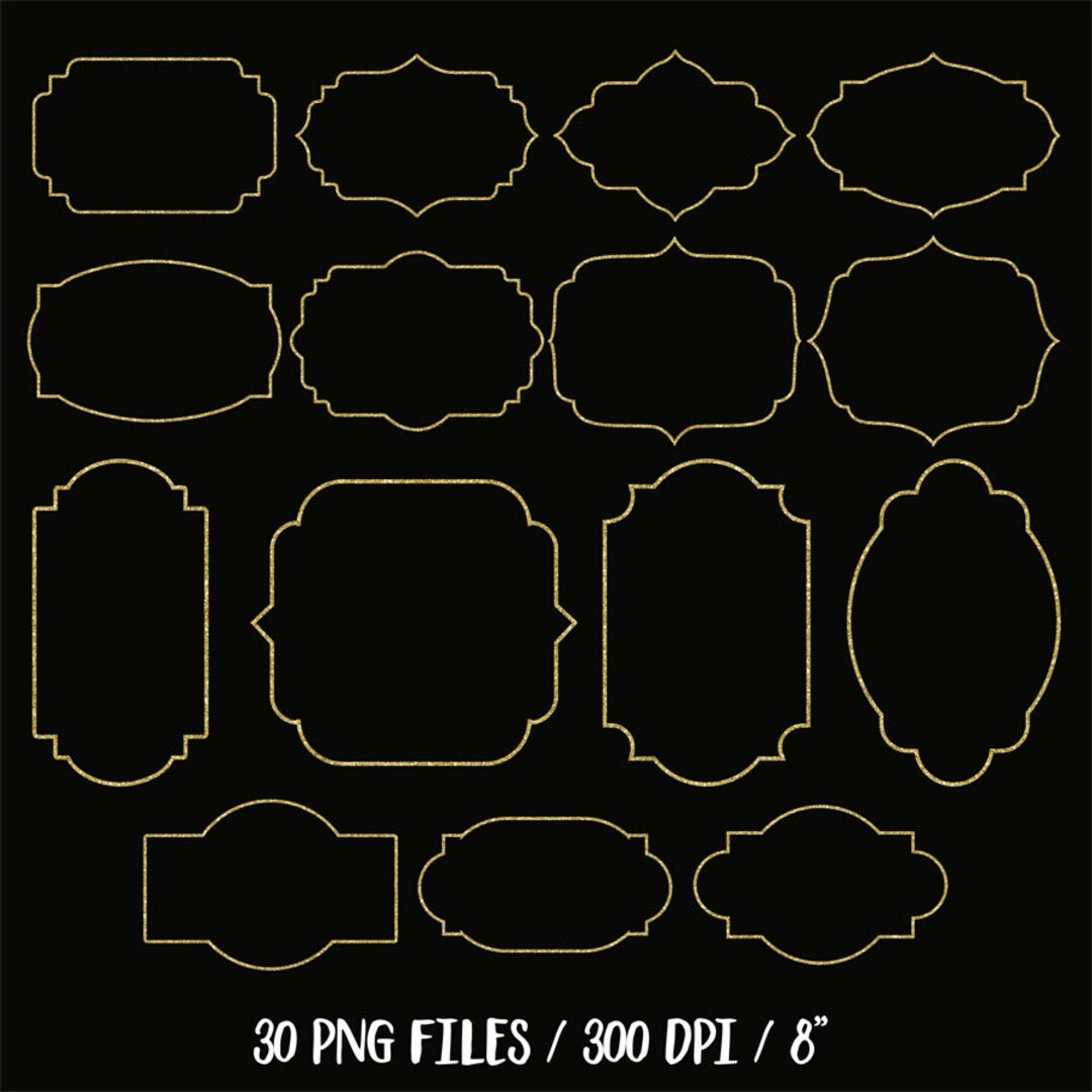 Gold Digital Frames Clip Art, Glitter Labels, Clipart, Frame Clip Art ...