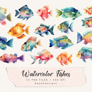 Watercolor Fish Clip Art, Tropical Fish Png, Underwater Clipart, Ocean ...