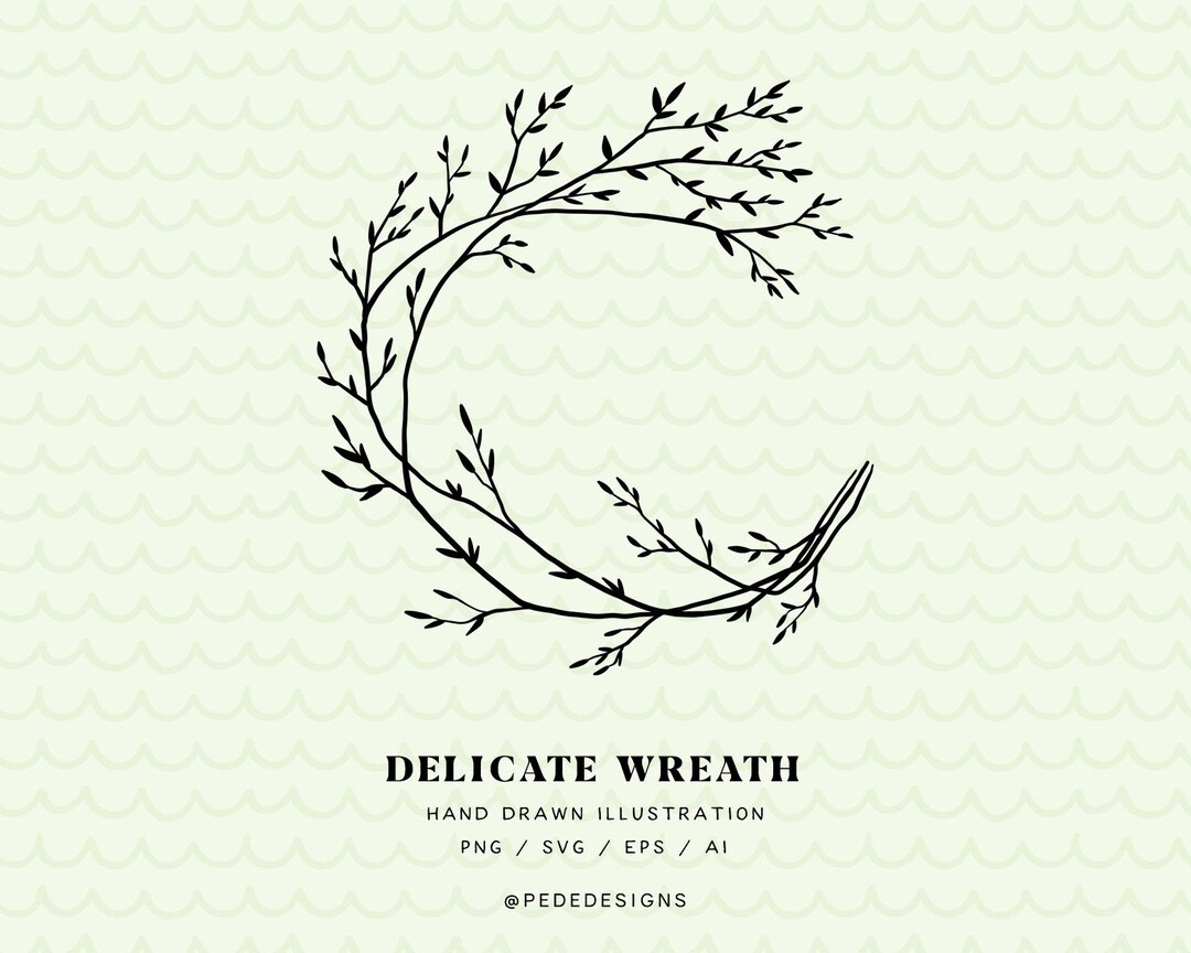 Delicate Wreath Clip Art, Svg Files for Circuit, Silhouette, Spring ...