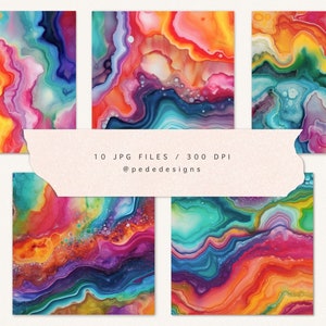 Rainbow Marble Backgrounds, Digital Paper Pack, Marble Texture ...