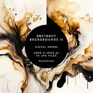 Abstract Backgrounds, Digital Paper Pack, Alcohol Ink Art, Black, Beige ...