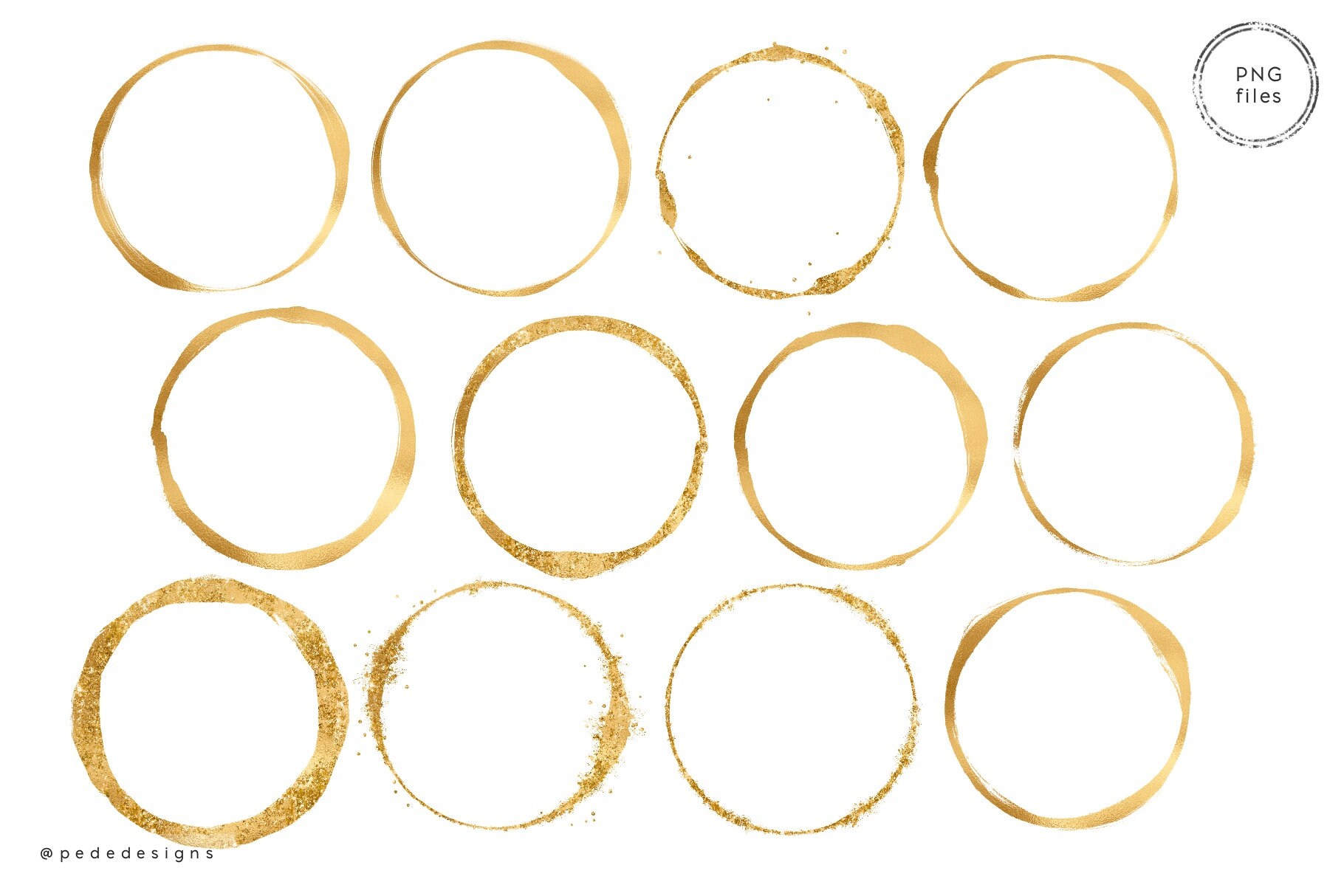 Gold Circle Frames Gold Design Elements Watercolor Circles - Etsy