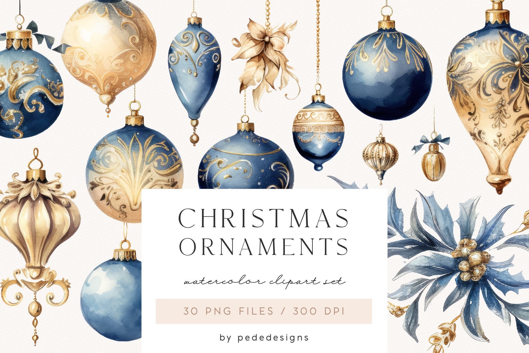 Blue Christmas Ornaments Clip Art