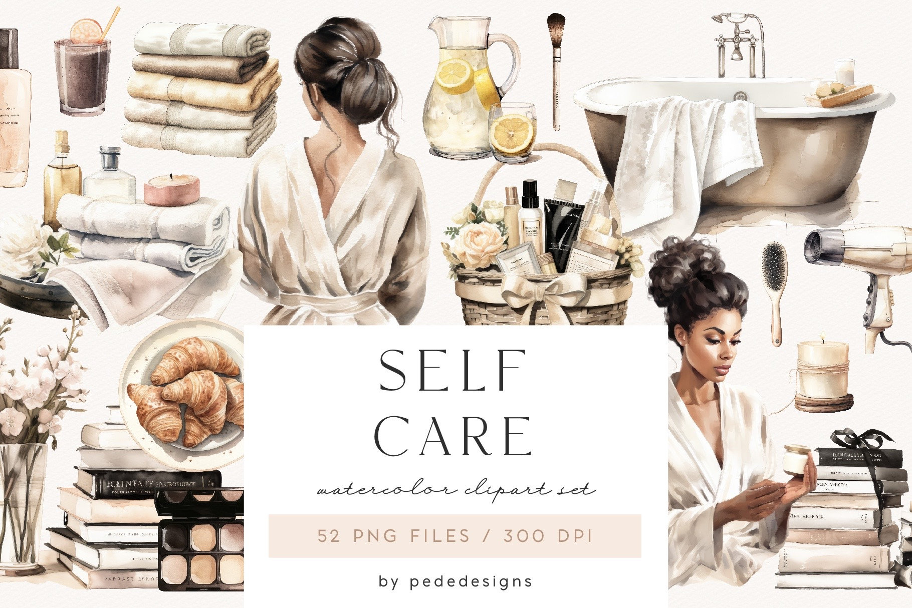 Self Care Clipart: Watercolor Spa Day Graphics (digital Download) - Etsy