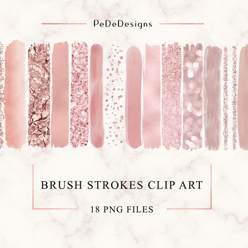 Brush Strokes Clipart Blush Strokes Rose Gold Clipart Rose - Etsy