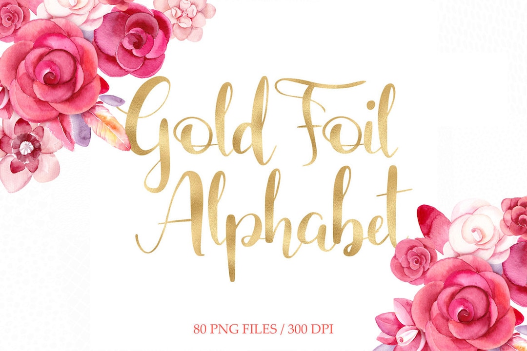 Gold Foil Alphabet Clipart, Gold Foil Digital Alphabet, Foiled Letters ...