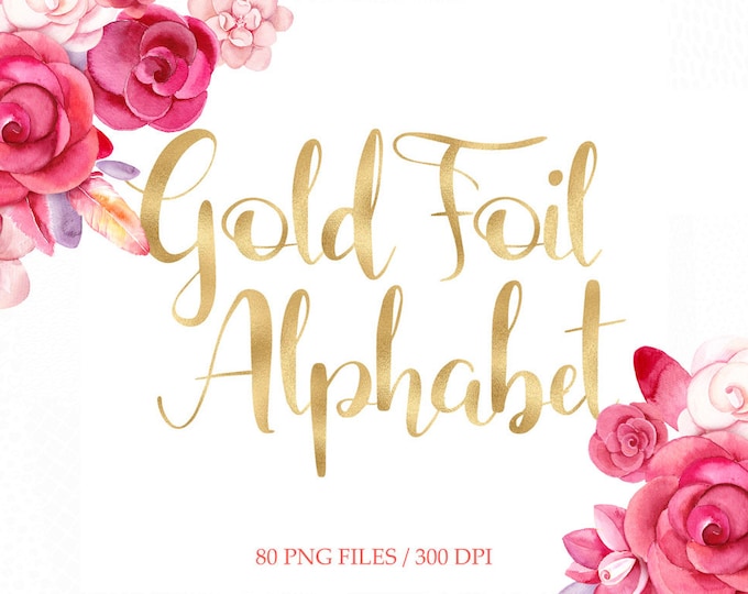 Gold Foil Alphabet Clipart, Gold Foil Digital Alphabet, Foiled Letters ...
