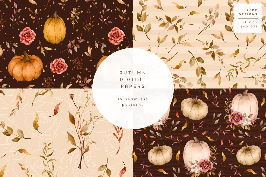 Autumn Digital Papers, Fall Digital Paper Pack, Planner Supplies ...