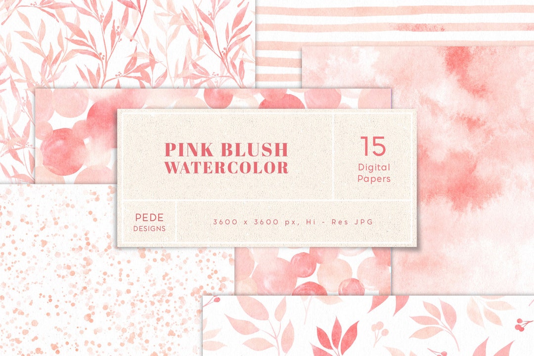 Pink Blush Watercolor Digital Paper, Watercolor Background, Seamless ...