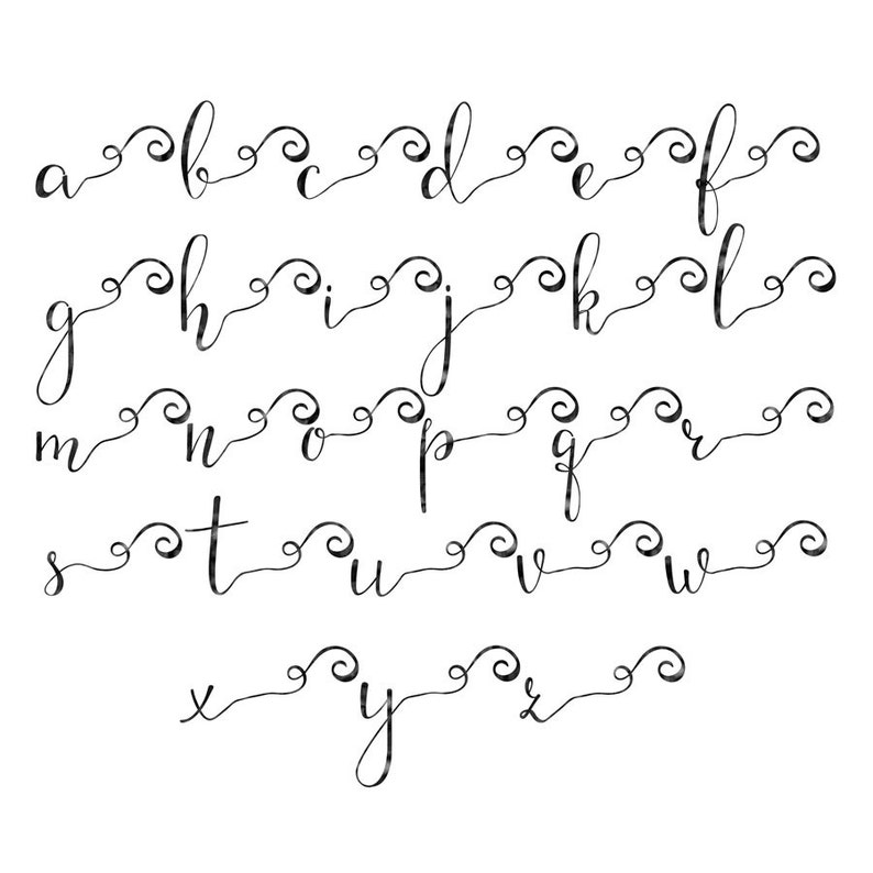 Black Watercolor Alphabet Clipart Digital Letters With - Etsy