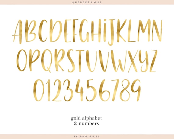 Gold Foil Alphabet Clipart Gold Foiled Digital Alphabet | Etsy