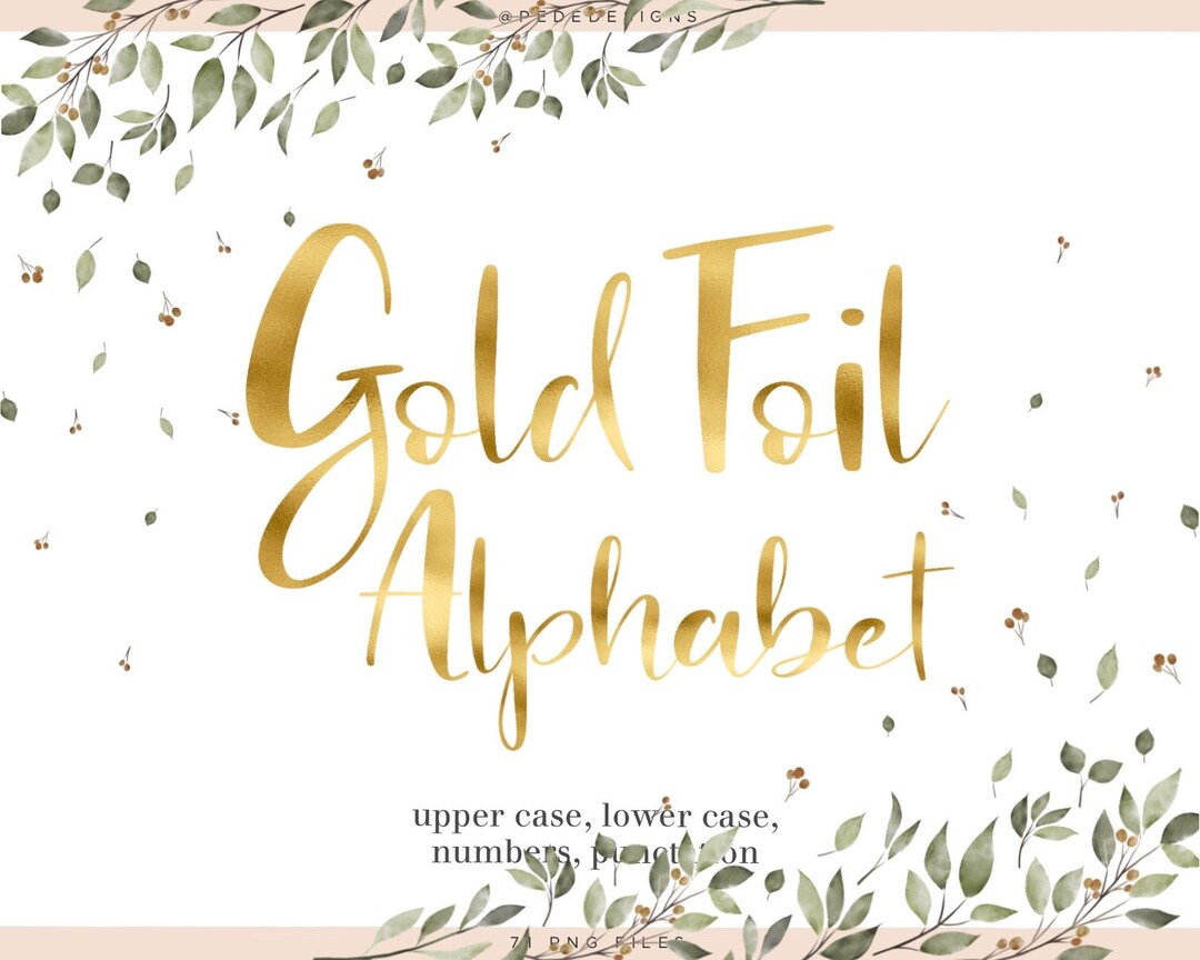 Gold Foil Alphabet Clipart, Numbers, Punctuation (digital Download) - Etsy