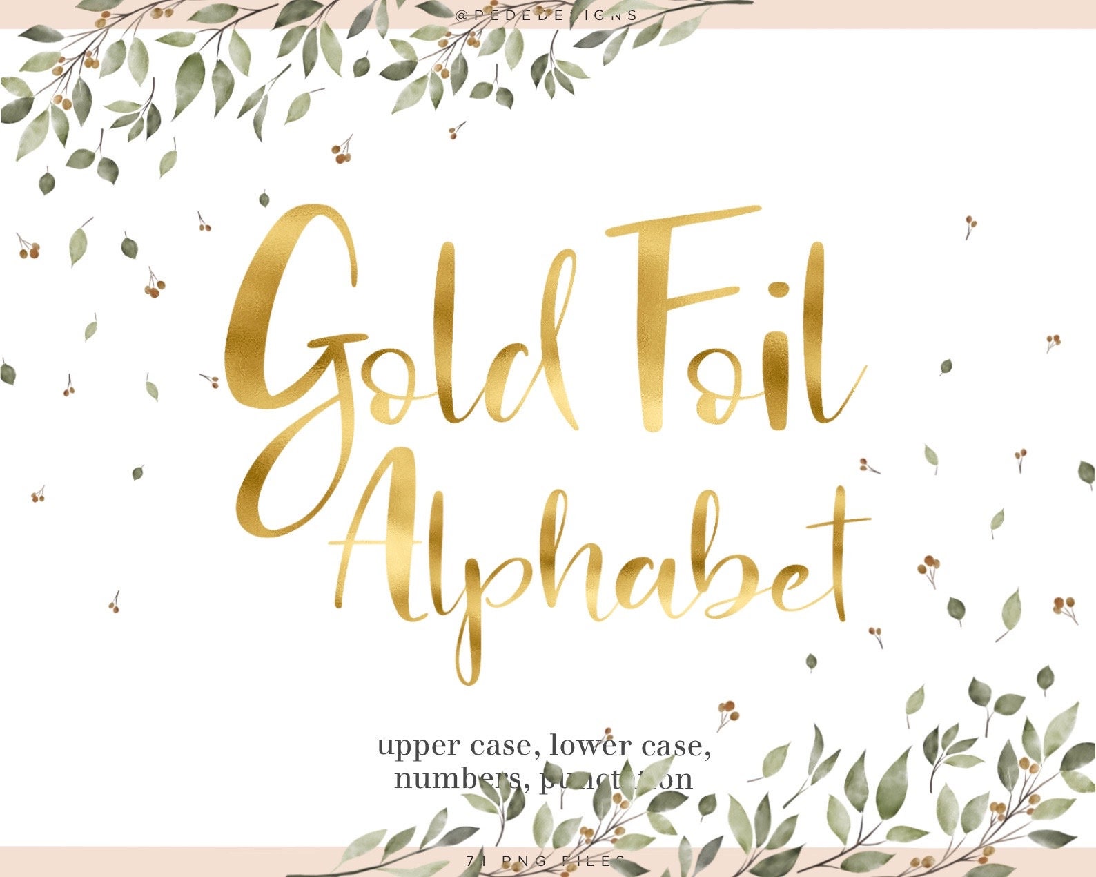 Gold Foil Alphabet Clipart Gold Foiled Digital Alphabet | Etsy