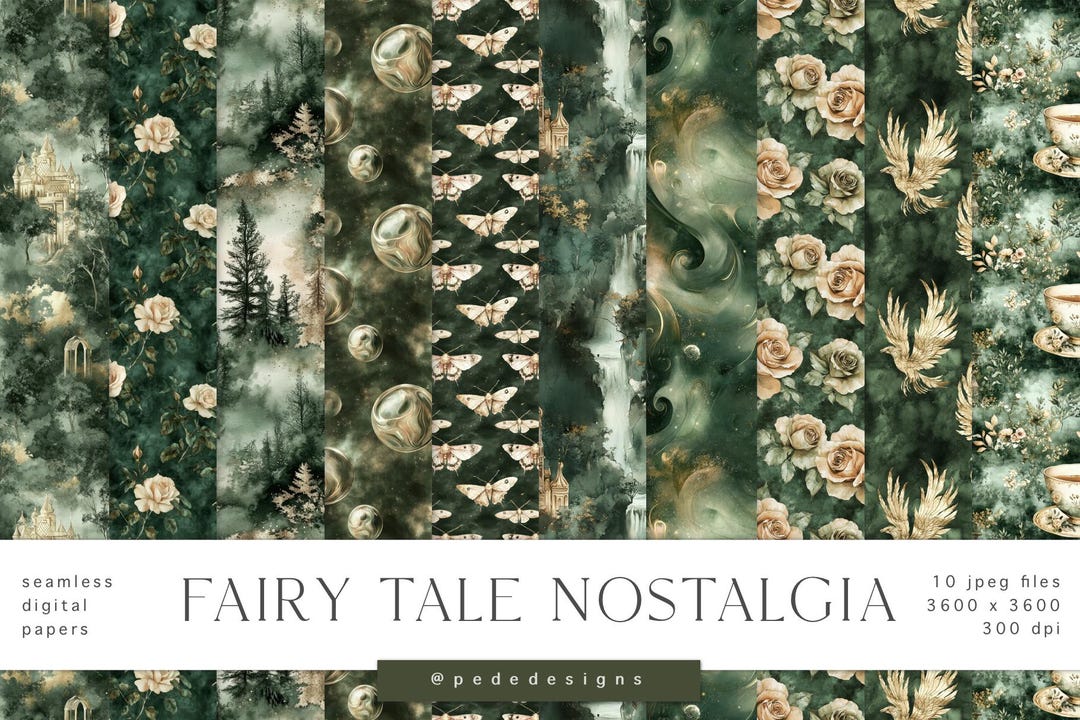 Fairy Tale Nostalgia Digital Paper Pack, Planner Girl, Fantasy Digital ...
