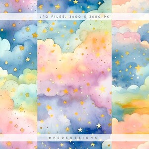 Cute Sky Digital Paper, Nursery Digital Paper Pack, Clouds Printable ...