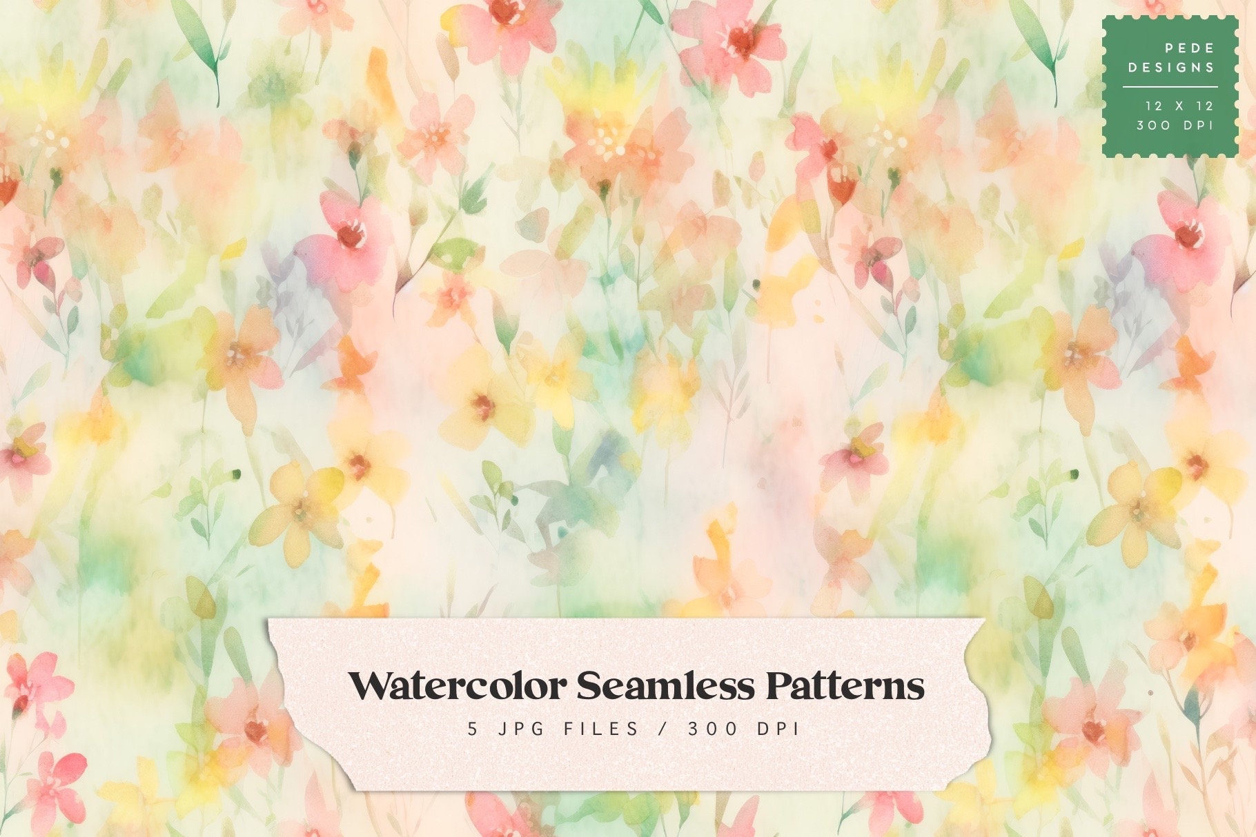 Watercolor Floral Digital Paper, Watercolor Garden Pattern, Seamless ...