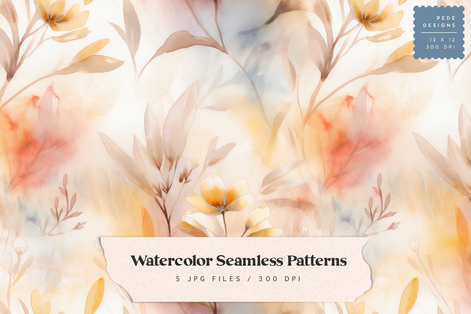 Watercolor Floral Digital Paper, Watercolor Elegant Pattern, Flowers ...