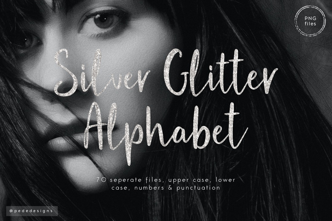 Sparkle Alphabet Clip Art, Silver Glitter Alphabet, Upper Case, Lower ...