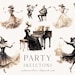 Party Skeletons Clipart, Watercolor Halloween Clipart, Spooky Clipart ...