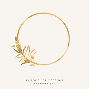 Gold Wreaths and Laurels Clipart, Gold Botanical Frame, Gold Floral ...