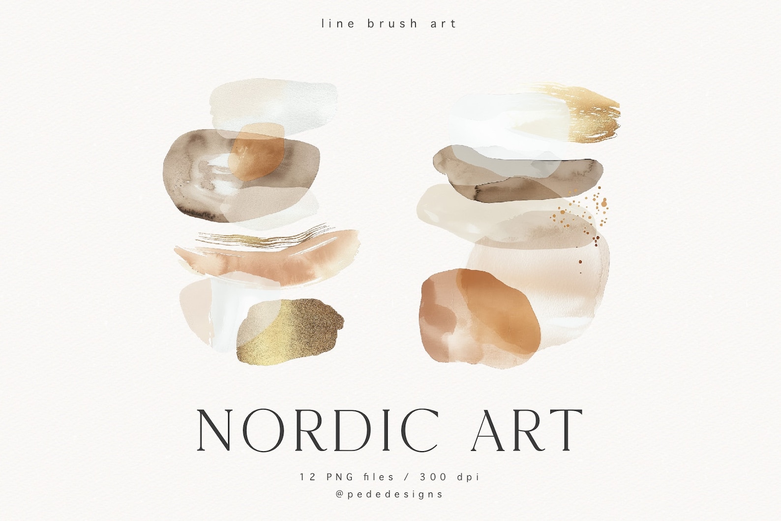 Nordic Art, Watercolor Clipart, Abstract Arrangements, Hand Painted ...