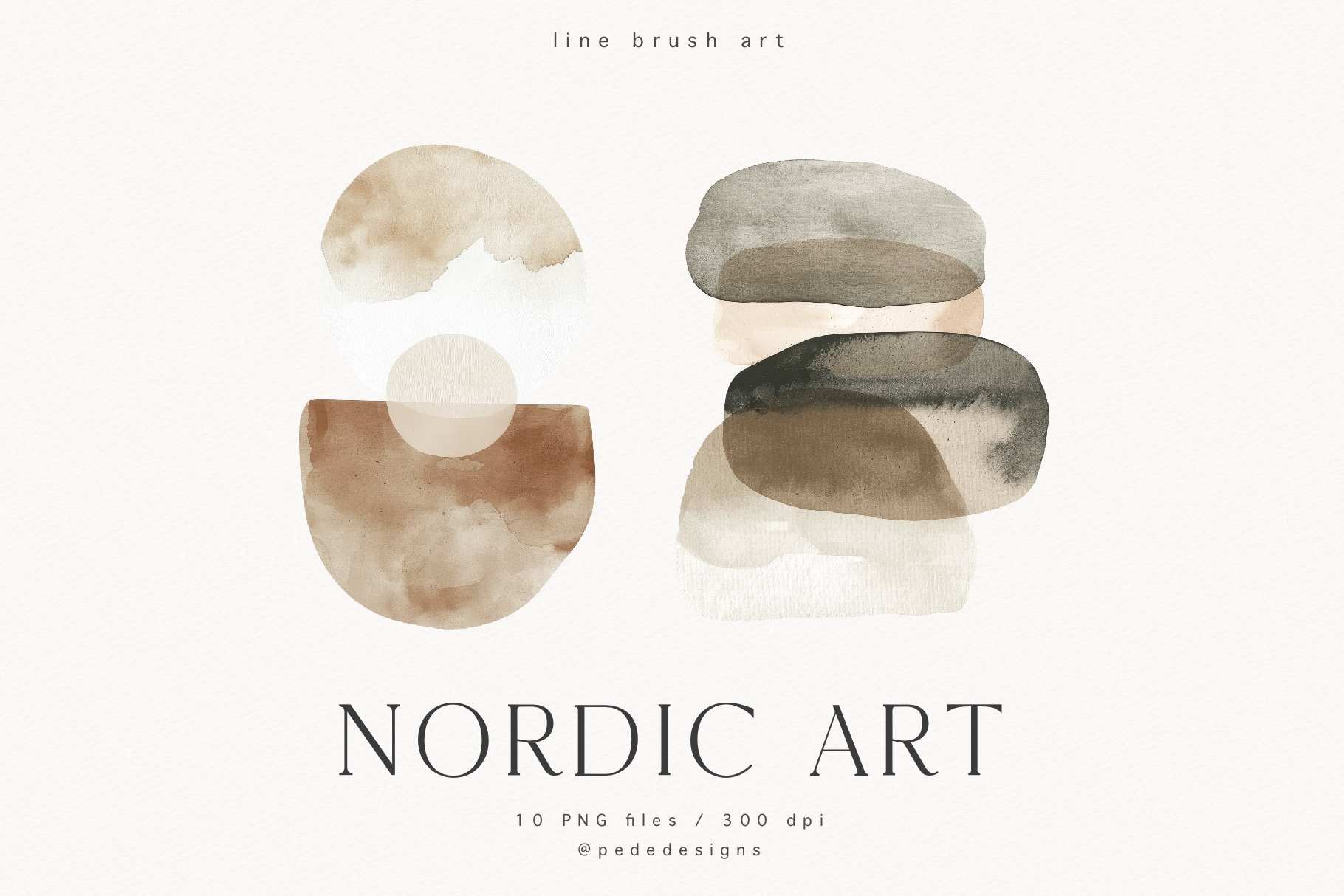 Nordic Art, Watercolor Clipart, Abstract Arrangements, Hand Painted ...