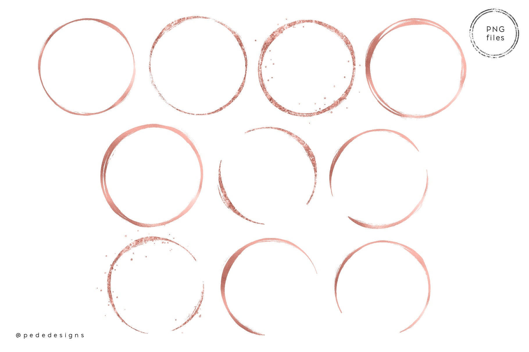 Rose Gold Circle Frames Clipart Rose Gold Design Elements - Etsy