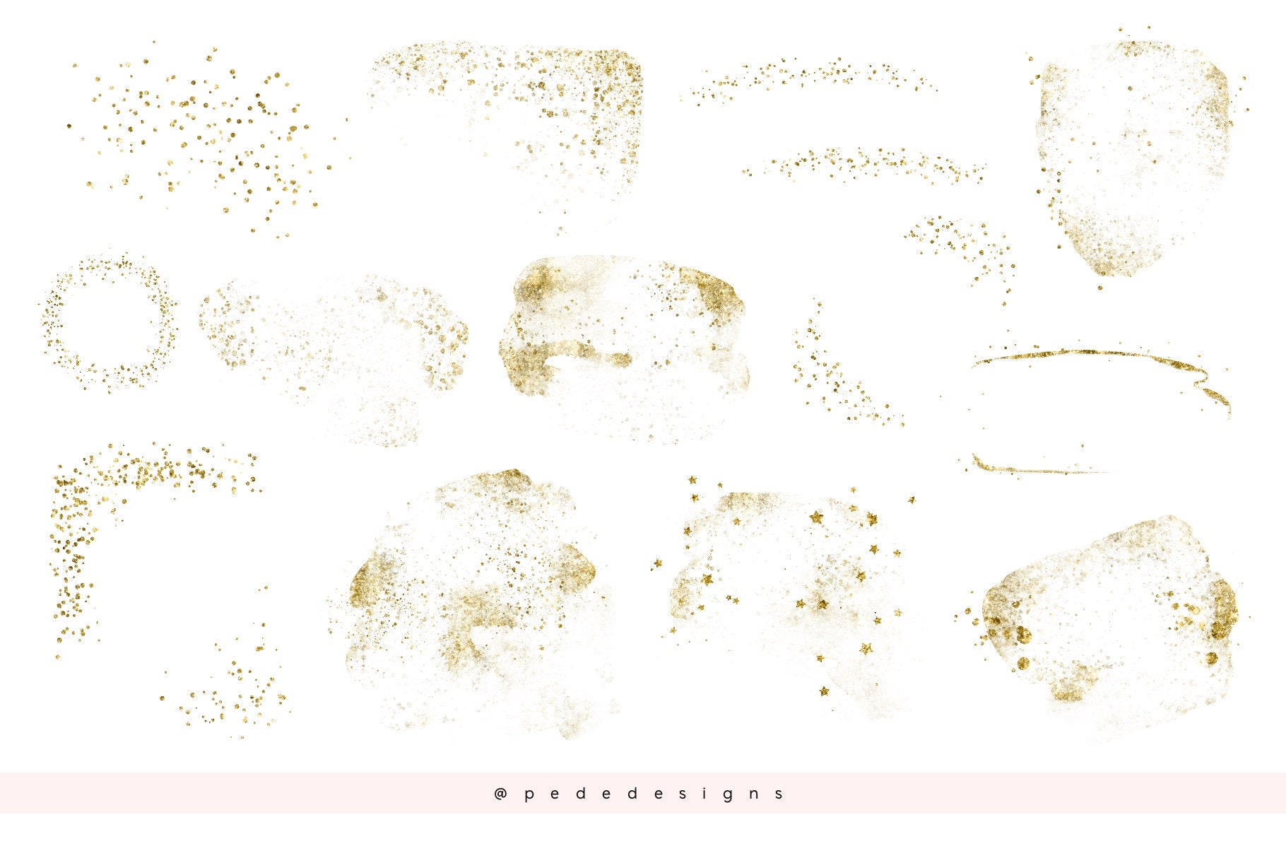 Watercolor Strokes Clipart Gold Glitter Pink Watercolor | Etsy