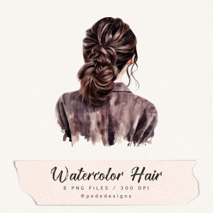 Watercolor Girl Clip Art, Watercolor Fashion Clipart, Beautiful Hair ...