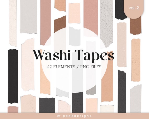 Washi Tapes Clip Art Digital Elements PNG File Goodnotes | Etsy