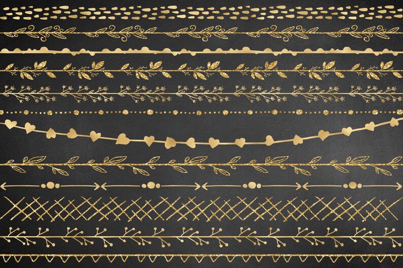 Gold Borders Clipart Arrows Foil & Glitter Floral Hearts - Etsy