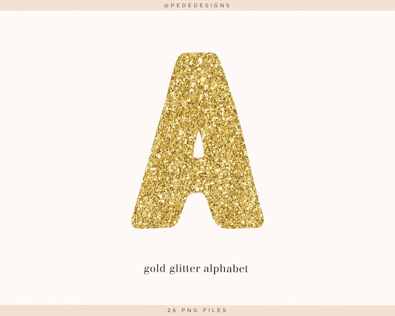 Gold Glitter Alphabet Clipart Gold Glitter Digital Alphabet - Etsy