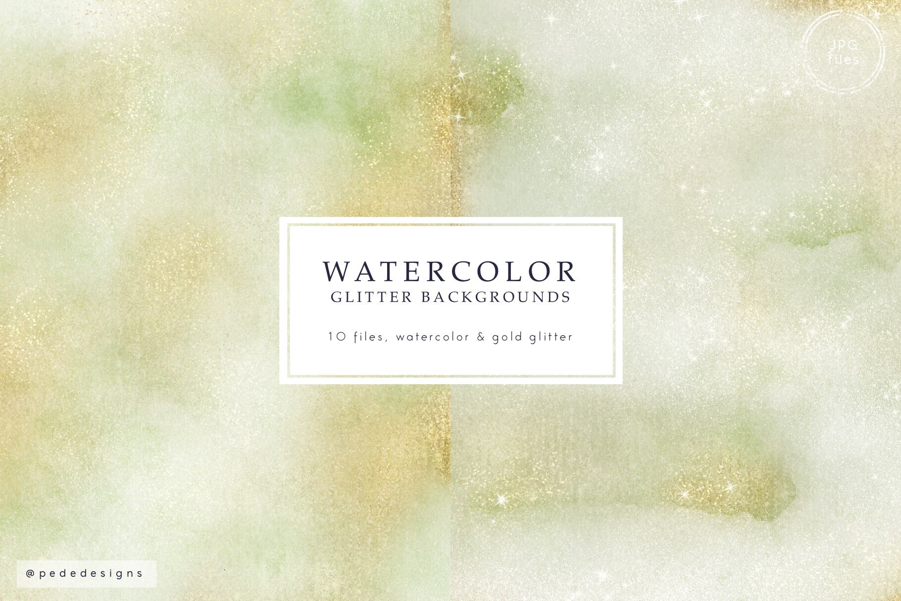 Watercolor Glitter Backgrounds, Gold Glitter, Green Watercolor Digital ...