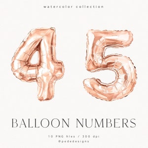 Rose Gold Balloon Numbers, Foil Balloon Clipart, Party, Celebration ...