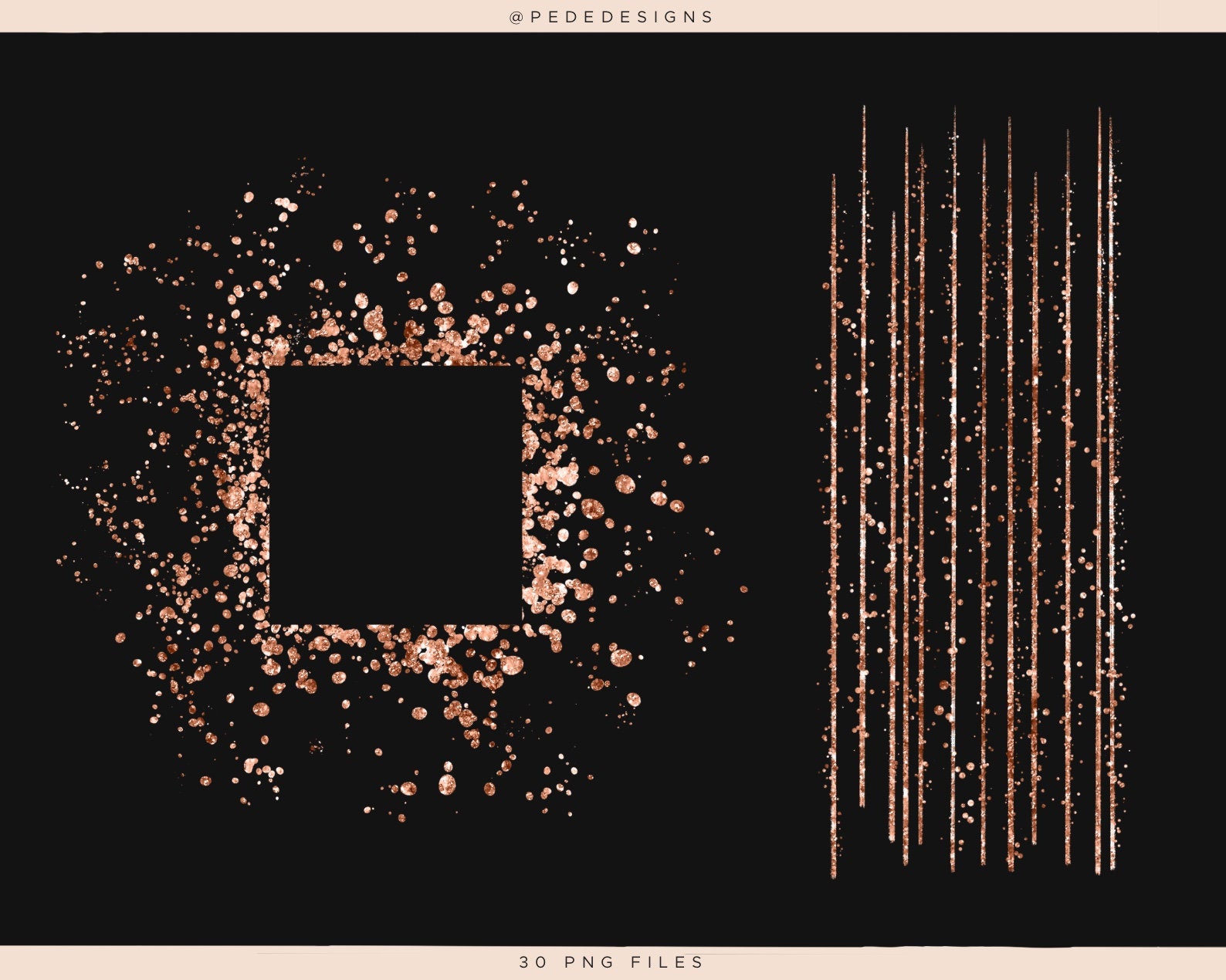 Rose Gold Frames Clip Art Glitter Geometric Sparkly Design - Etsy