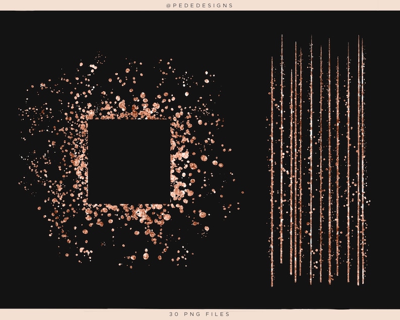 Rose Gold Frames Clip Art Glitter Geometric Sparkly Design - Etsy
