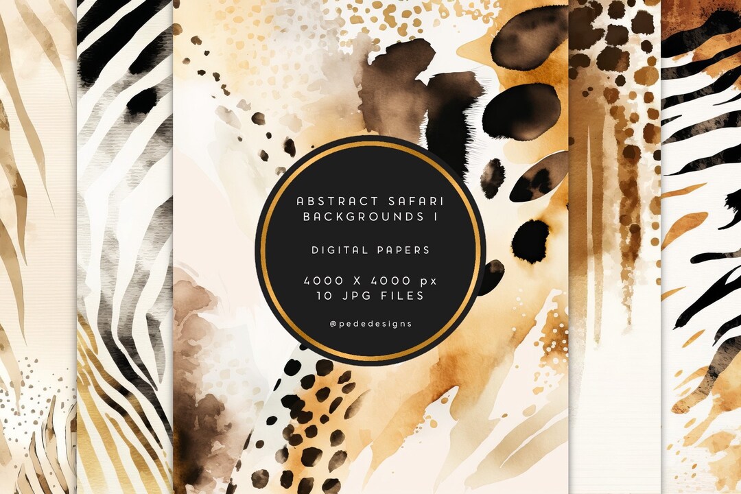 Abstract Safari Backgrounds | Watercolor Animal Print Digital Papers ...